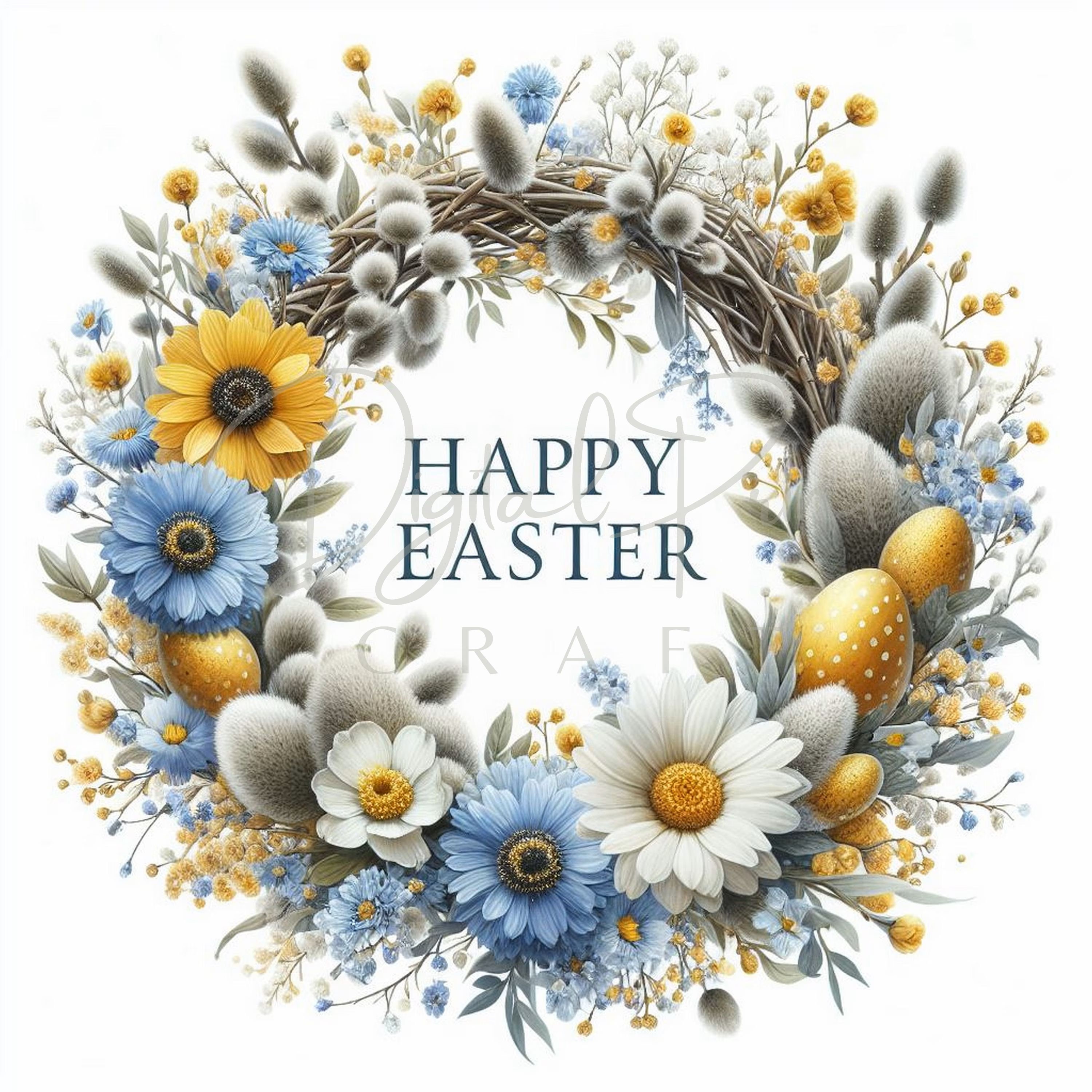 Easter Wreath Clipart, 15 High Quality JPG, Happy Easter Clipart ...