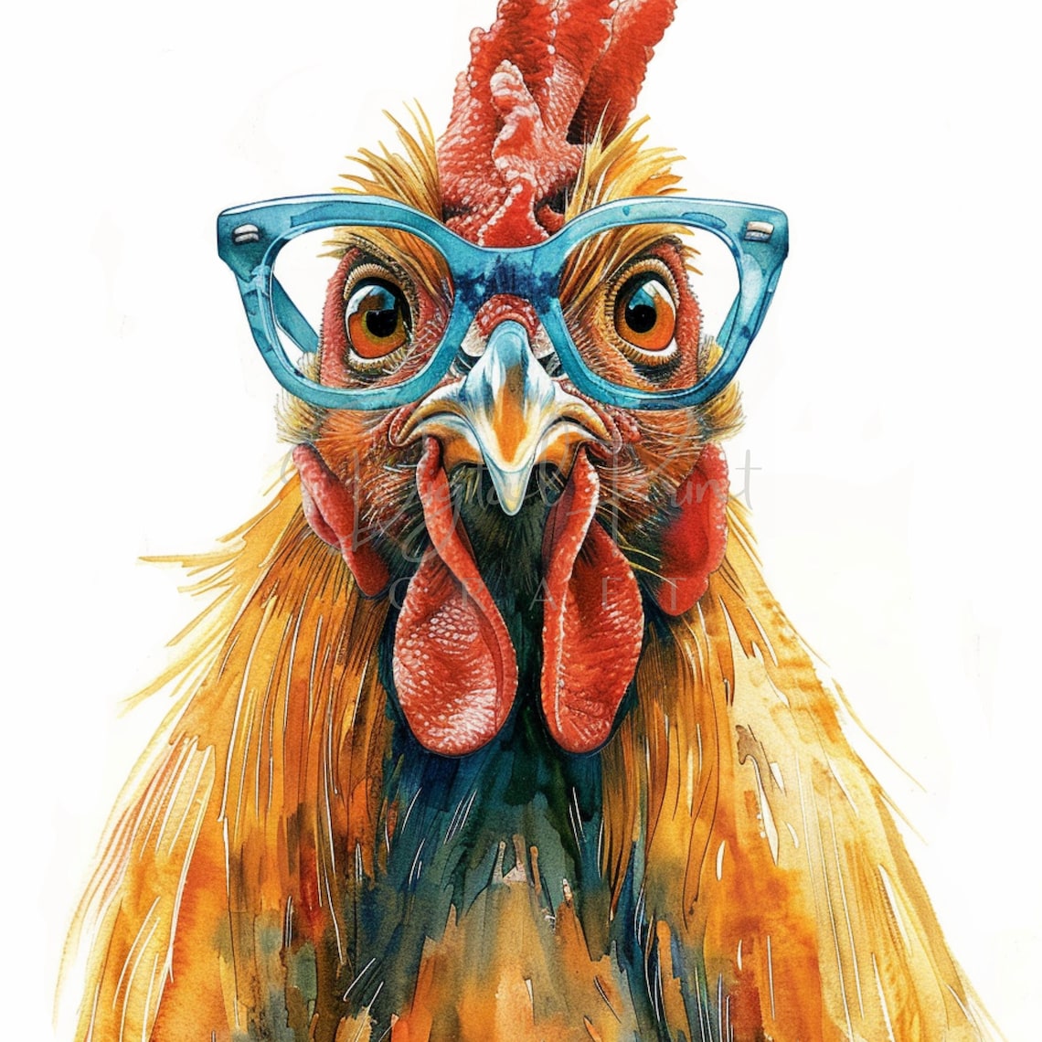 Funny Chicken Glasses Clipart, Colorful Chicken, 11 Jpgs, Printable ...