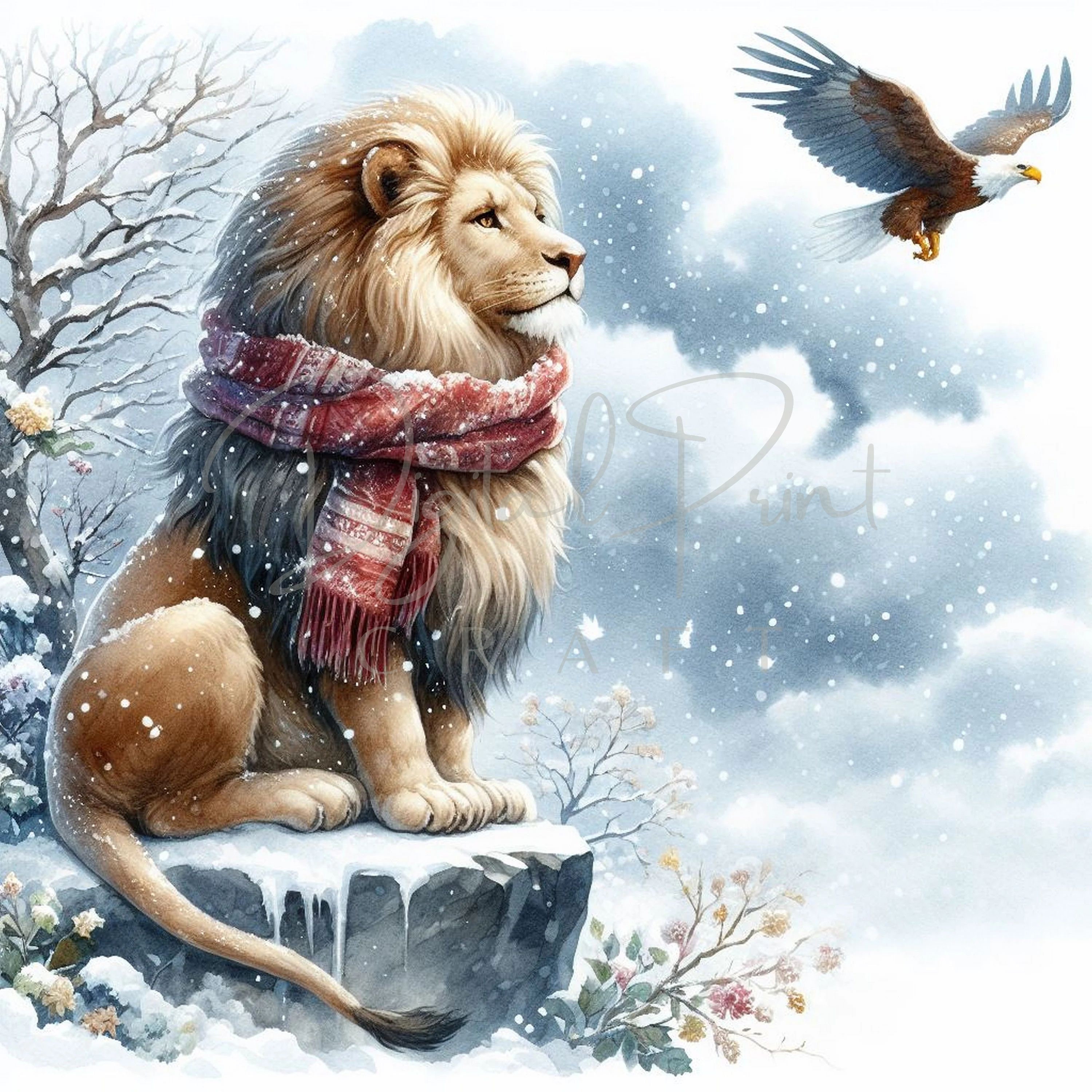 Winter Lion Clipart, 15 Jpgs, Christmas Animals, Winter JPG, Digital ...