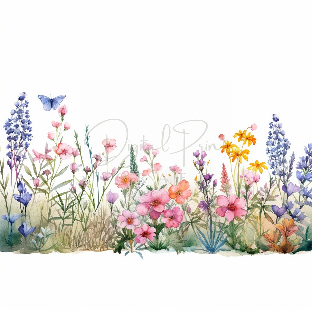 Spring Flower Meadow Bed Clipart Bundle - 14 High Quality Jpgs ...