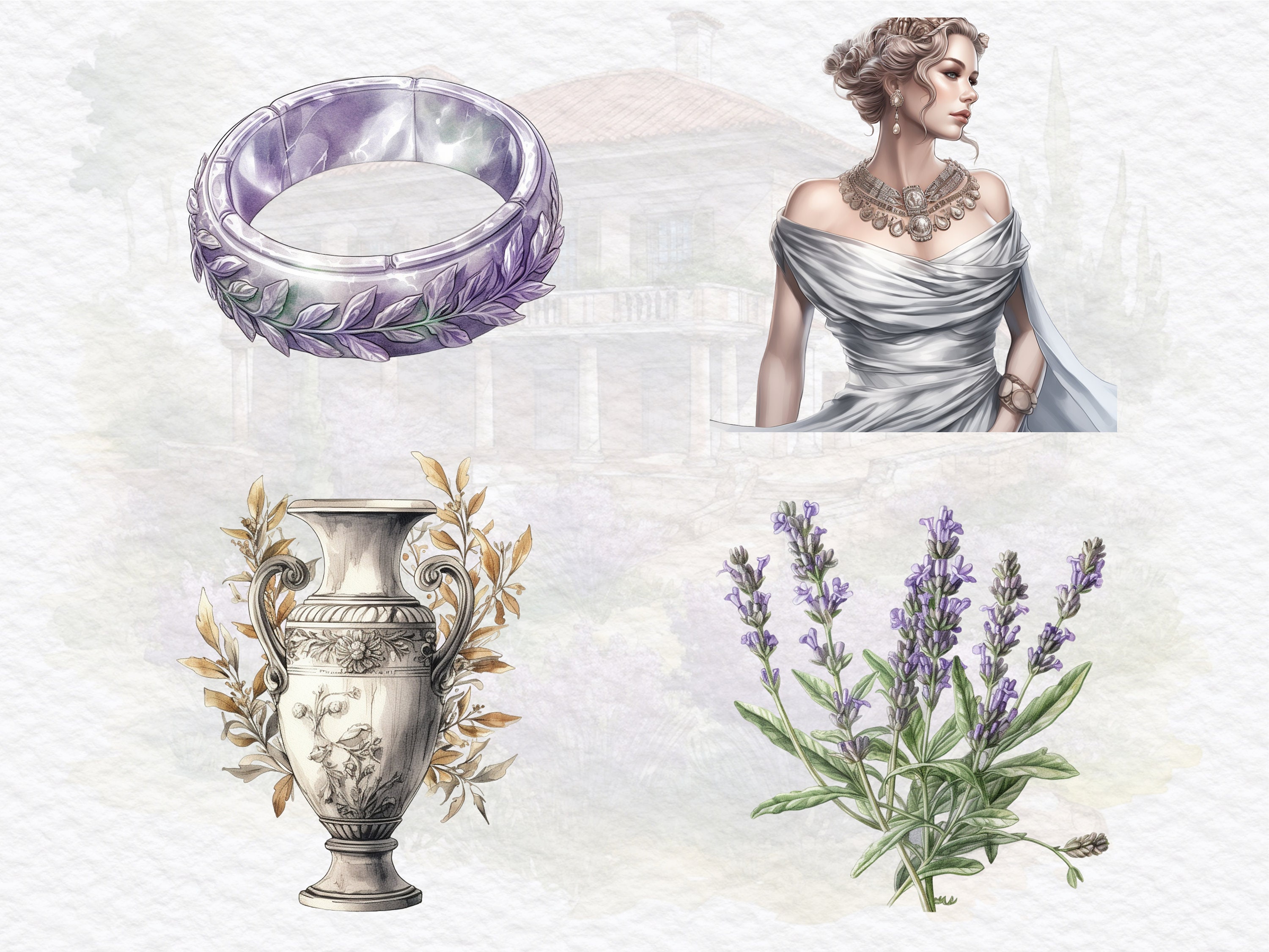 Ancient Greek Watercolor Clipart Illustartion Greek - Etsy