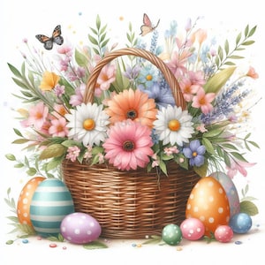 Spring Flower Basket - 8 High Quality Jpgs - Spring Flowers - Floral ...