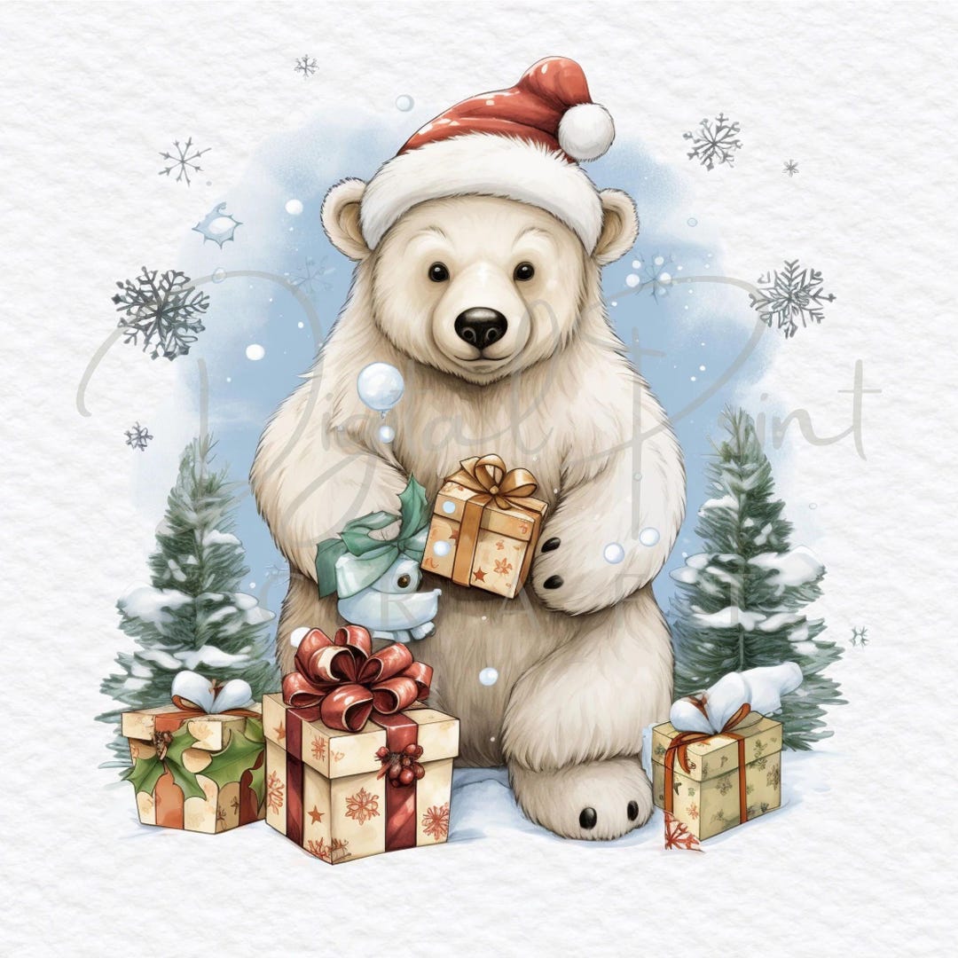Watercolor Christmas Clipart Bundle, PNG Bundle, XMAS Collection, Cute ...