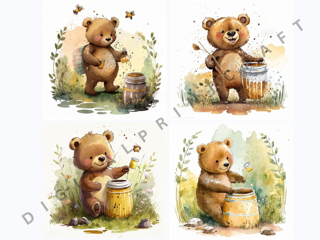 Teddy Bear Honey Clipart 16 High Quality Jpgs Digital Download Card ...