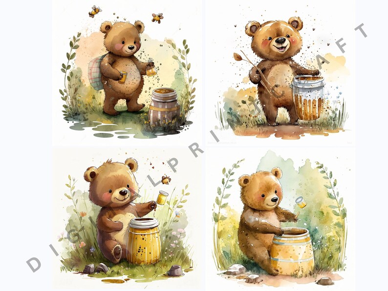 Teddy Bear Honey Clipart 16 High Quality Jpgs Digital Download Card ...