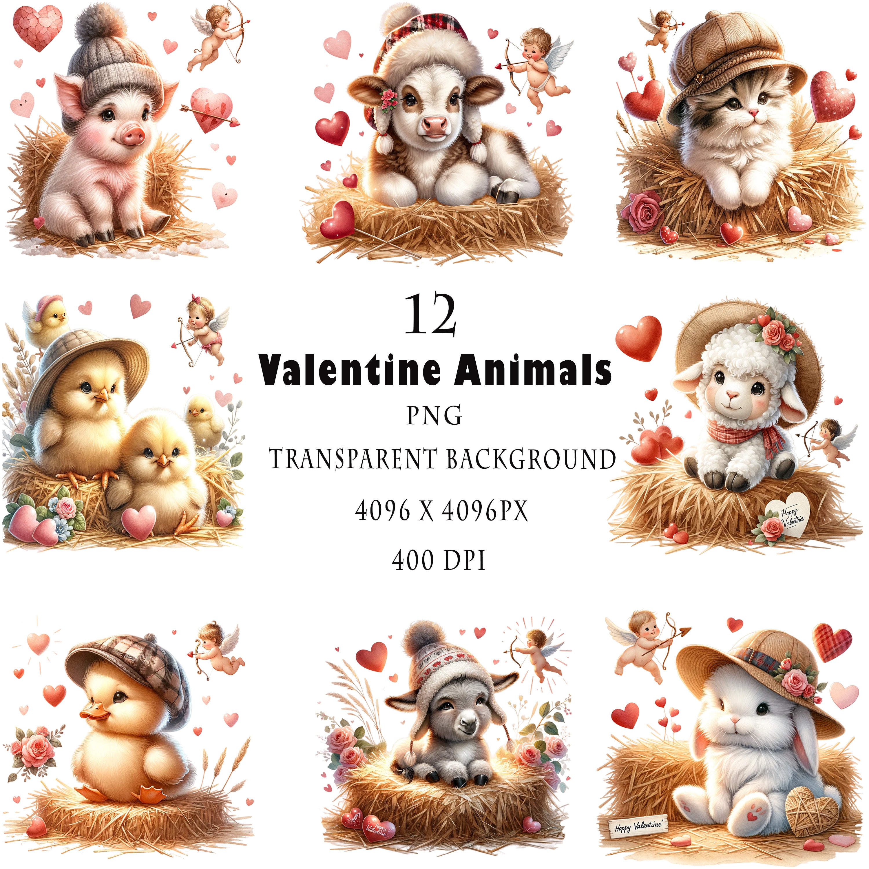 12 Valentine Animals Clipart PNG Transparent, High Quality Memory Books ...