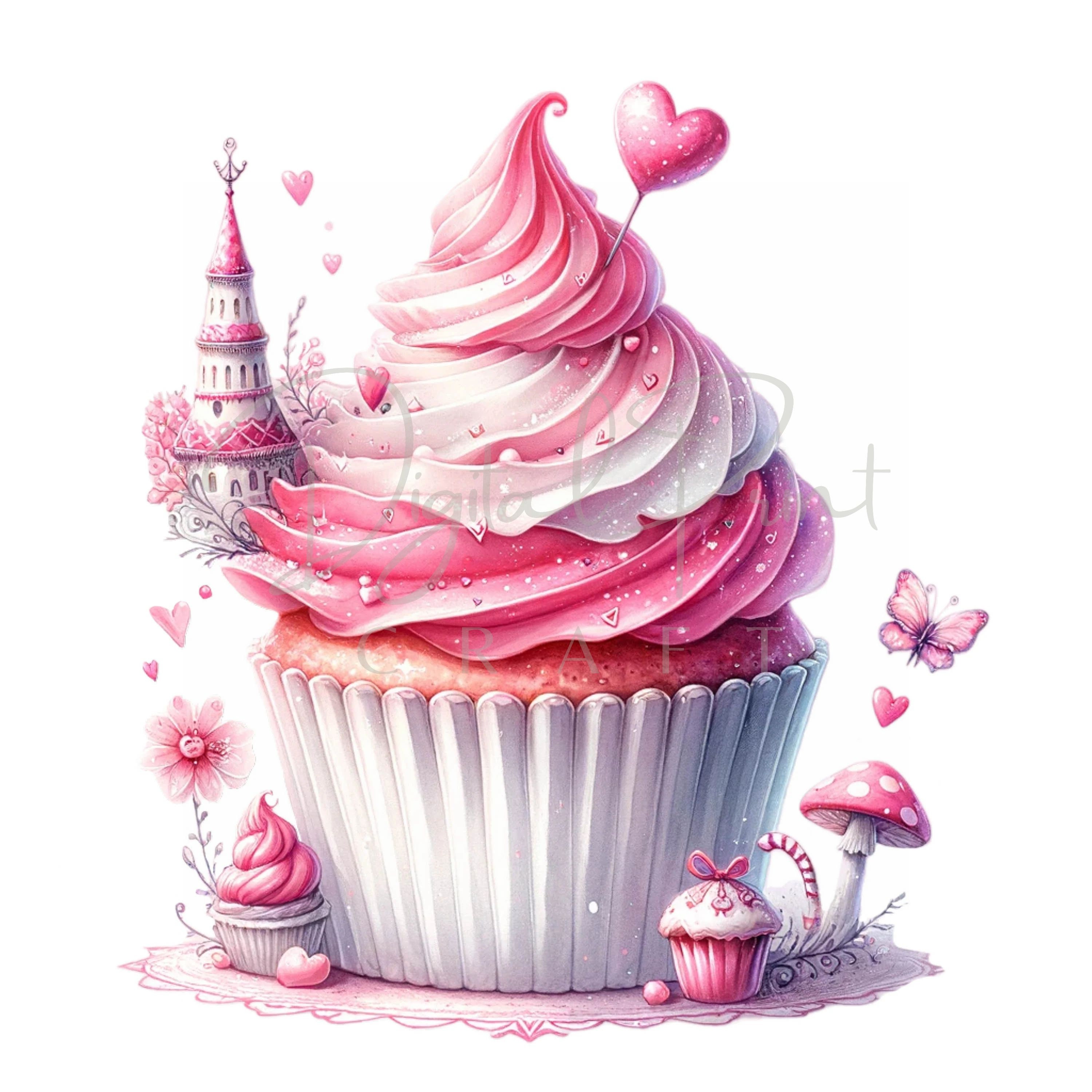 Valentine Cupcake Clipart, 14 PNG Valentines Day Clipart, Valentine ...