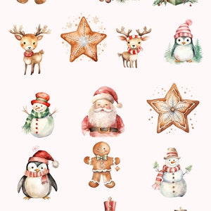 Watercolor Christmas Clipart Bundle, PNG Bundle, XMAS Collection, Cute ...