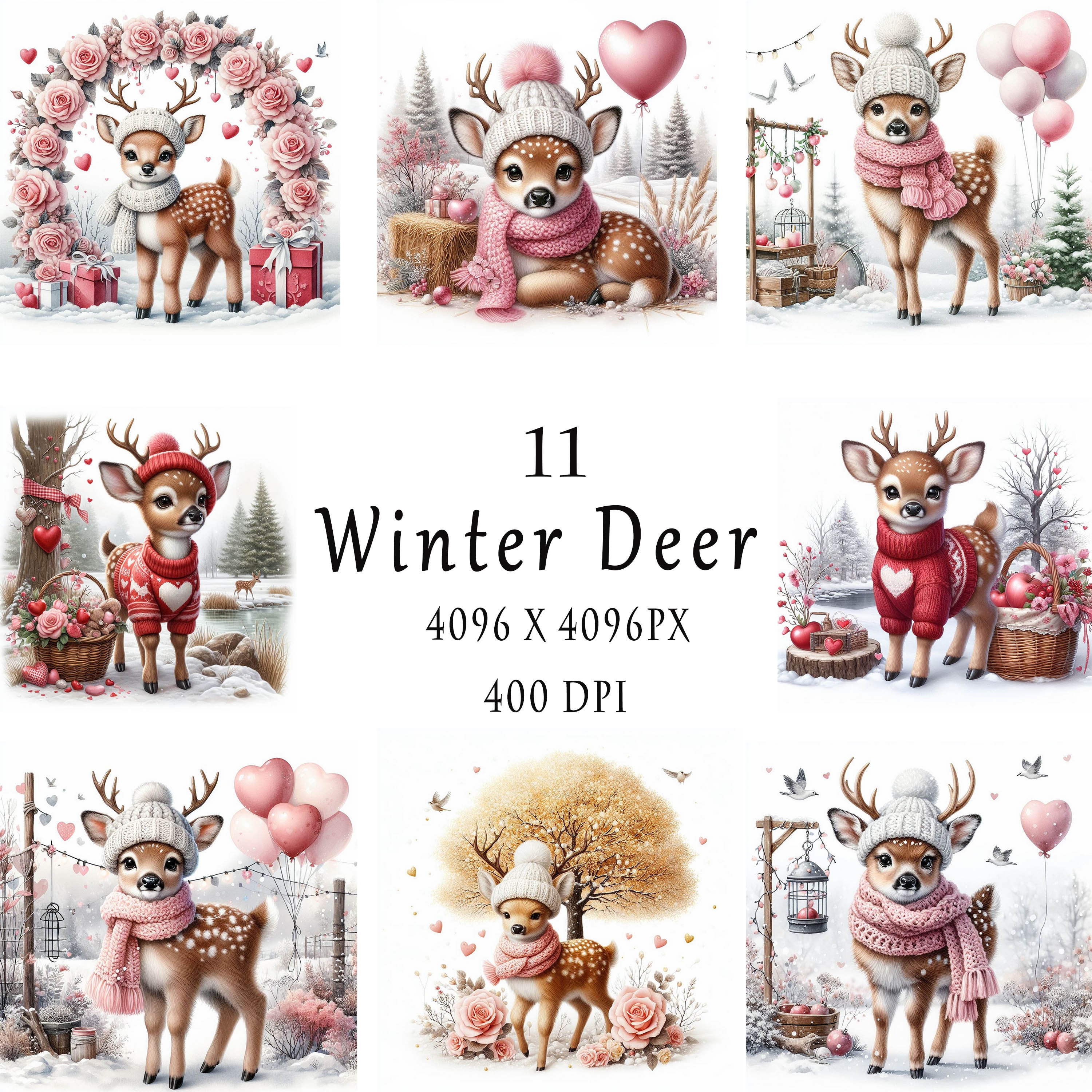 Winter Deer Clipart, 11 Jpgs, Christmas Animals, Christmas Clipart ...