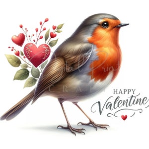 Valentine Robin Clipart, 10 JPG Valentines Day Clipart, Valentines Bird ...