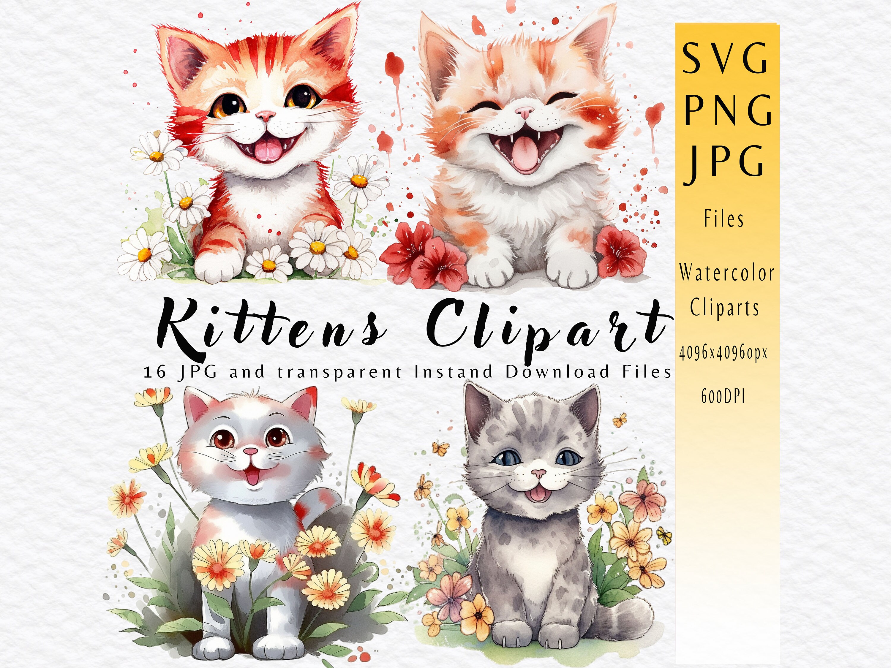 Kittens Clipart Bundle 16 SVG and JPG Files Cartoon - Etsy