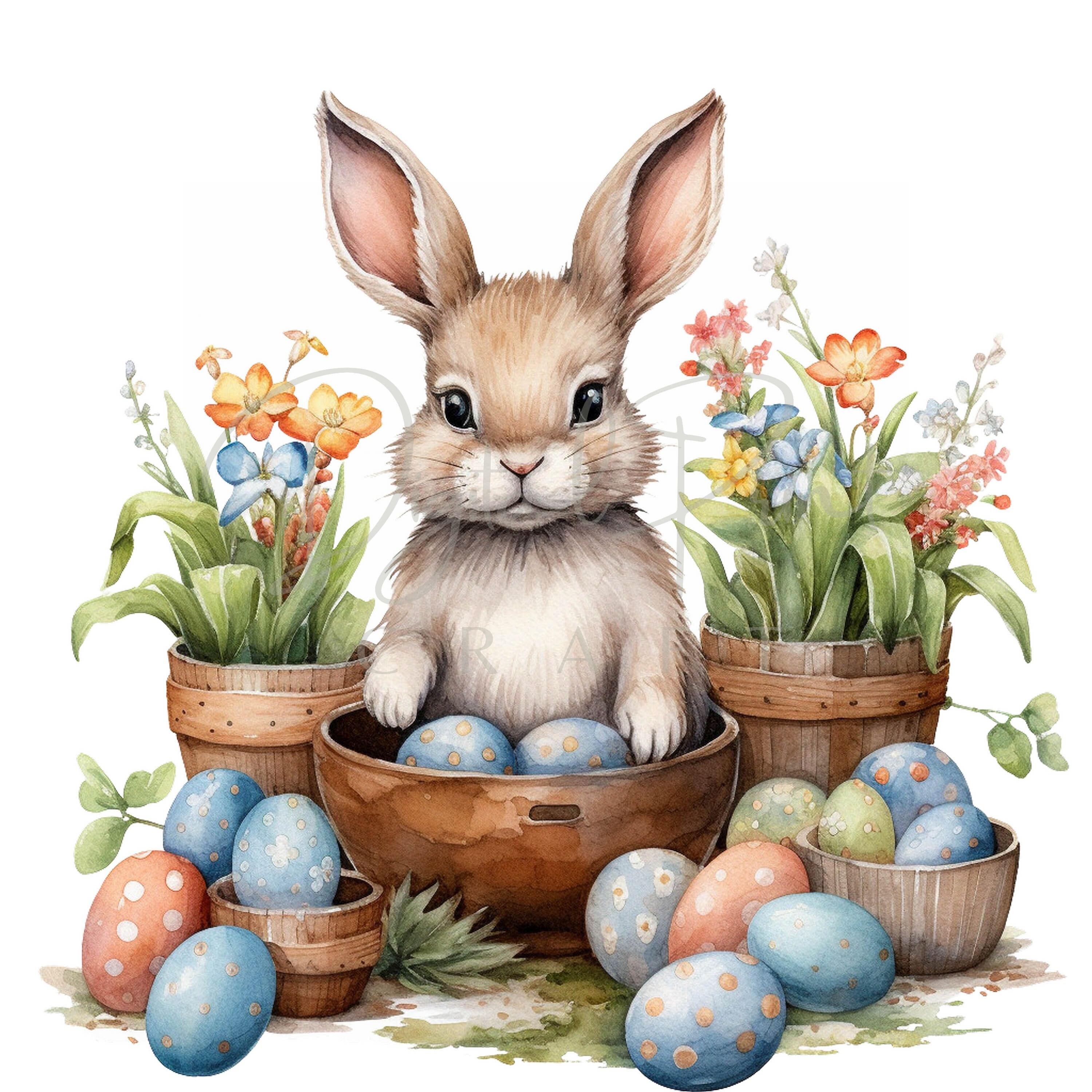 Easter Bunny Flower Spring Clipart, 19 High Quality Pngs, Rabbit ...