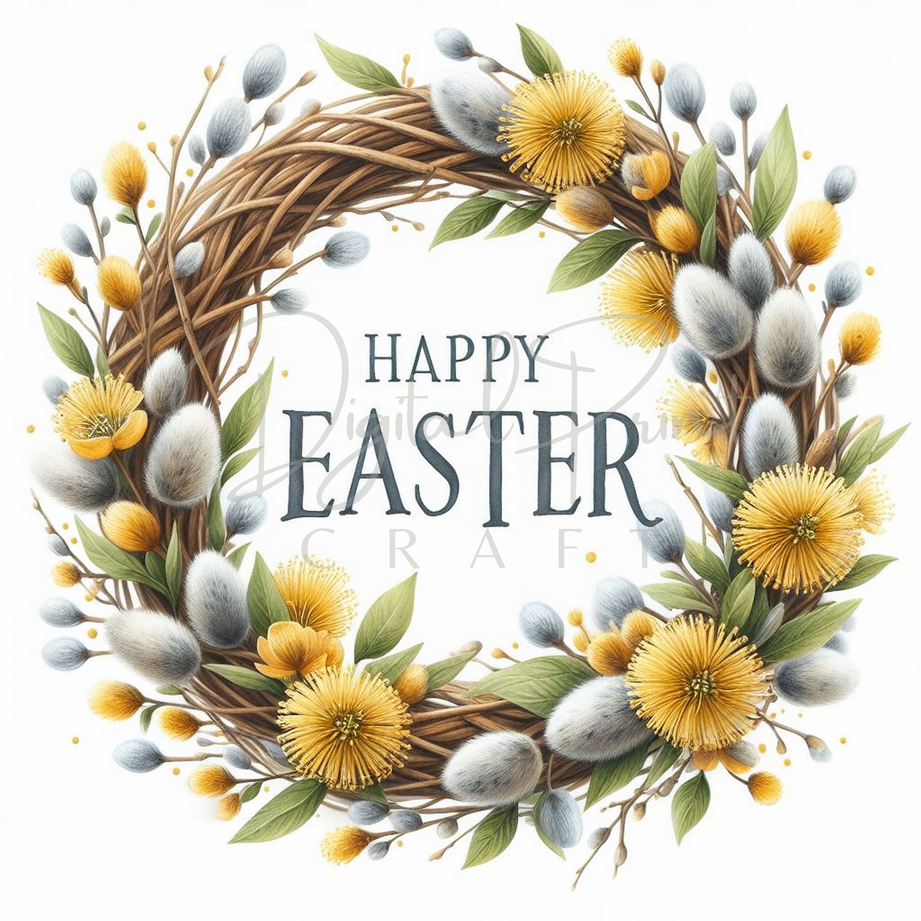 Easter Wreath Clipart, 15 High Quality JPG, Happy Easter Clipart ...