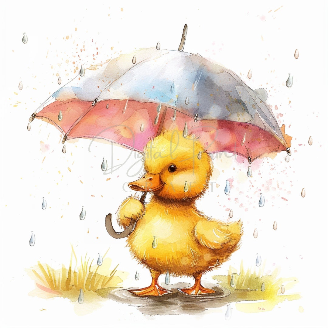 Duckling in Rain Clipart, Duck Clipart, 13 High Quality Jpgs,printable ...