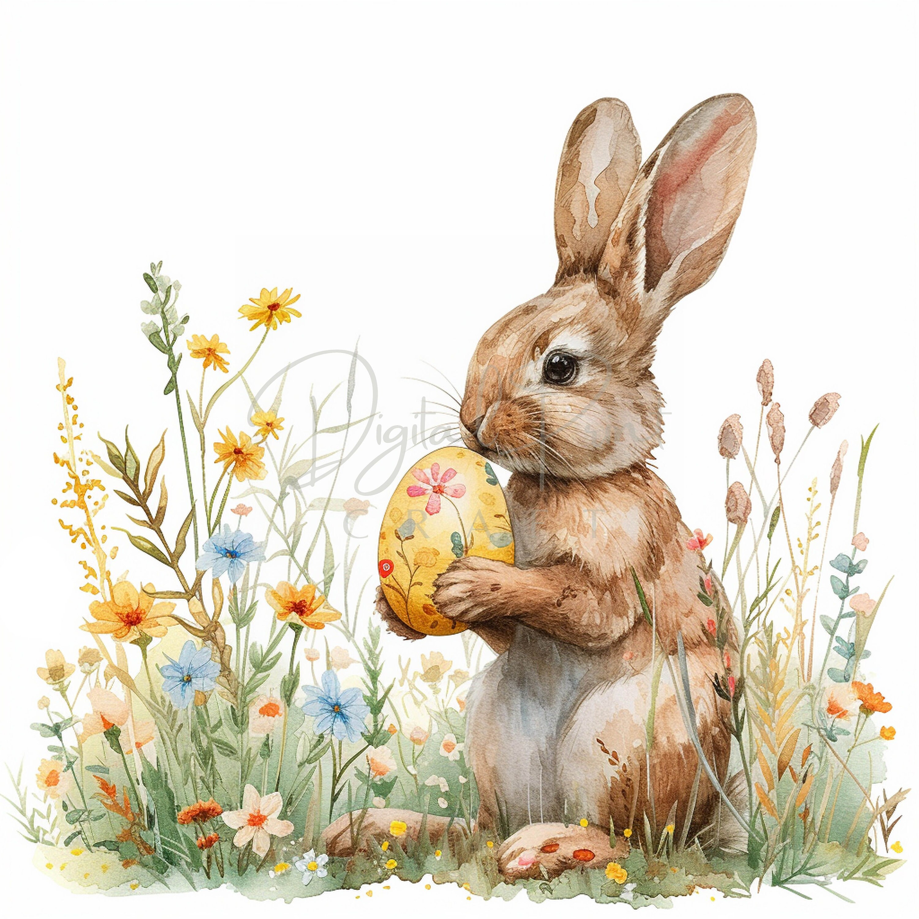 Easter Bunny Floral Spring Clipart, 15 High Quality Jpgs, Flower ...