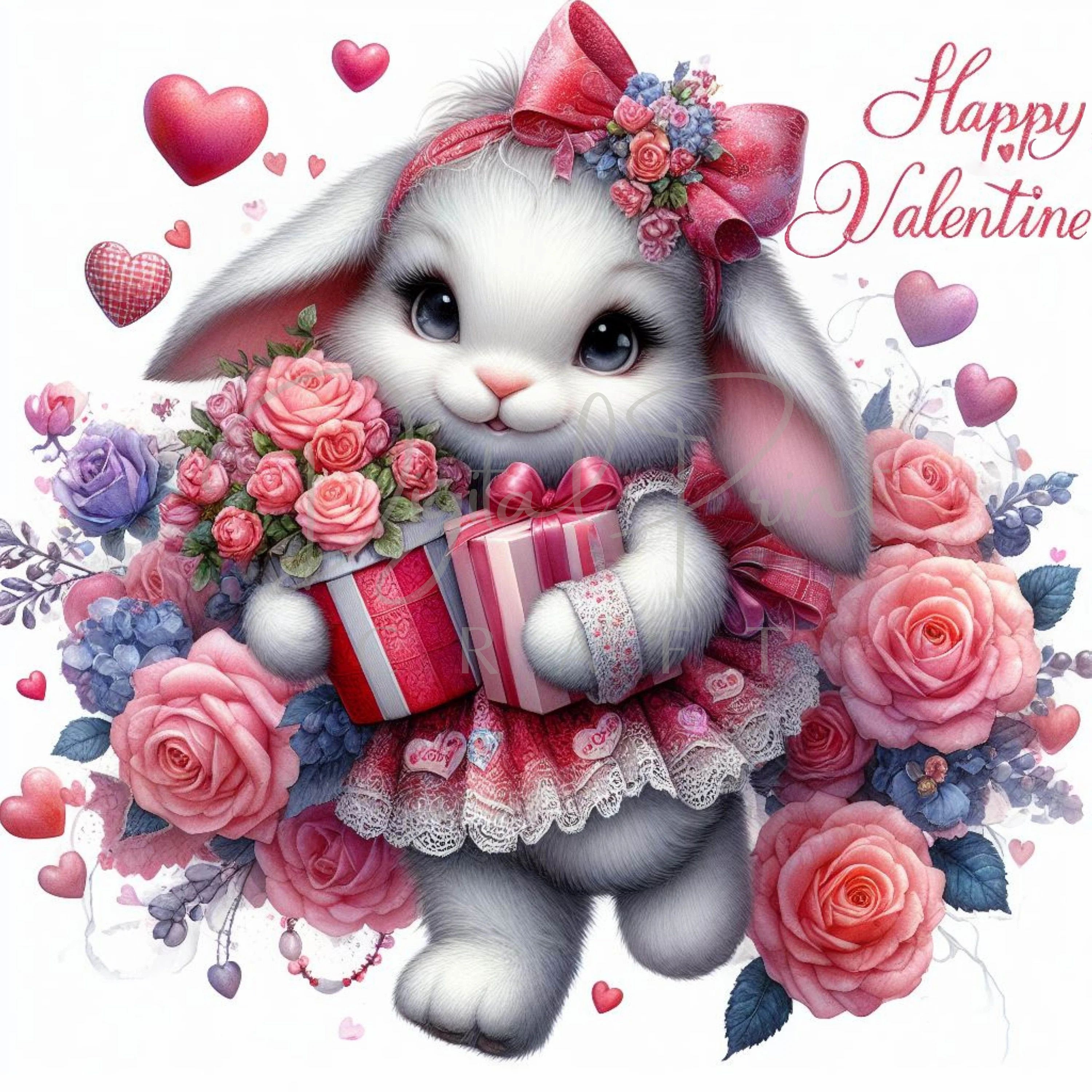 Valentine Rabbit Gift, 15 JPG Valentines Day Clipart, Valentine Couple ...