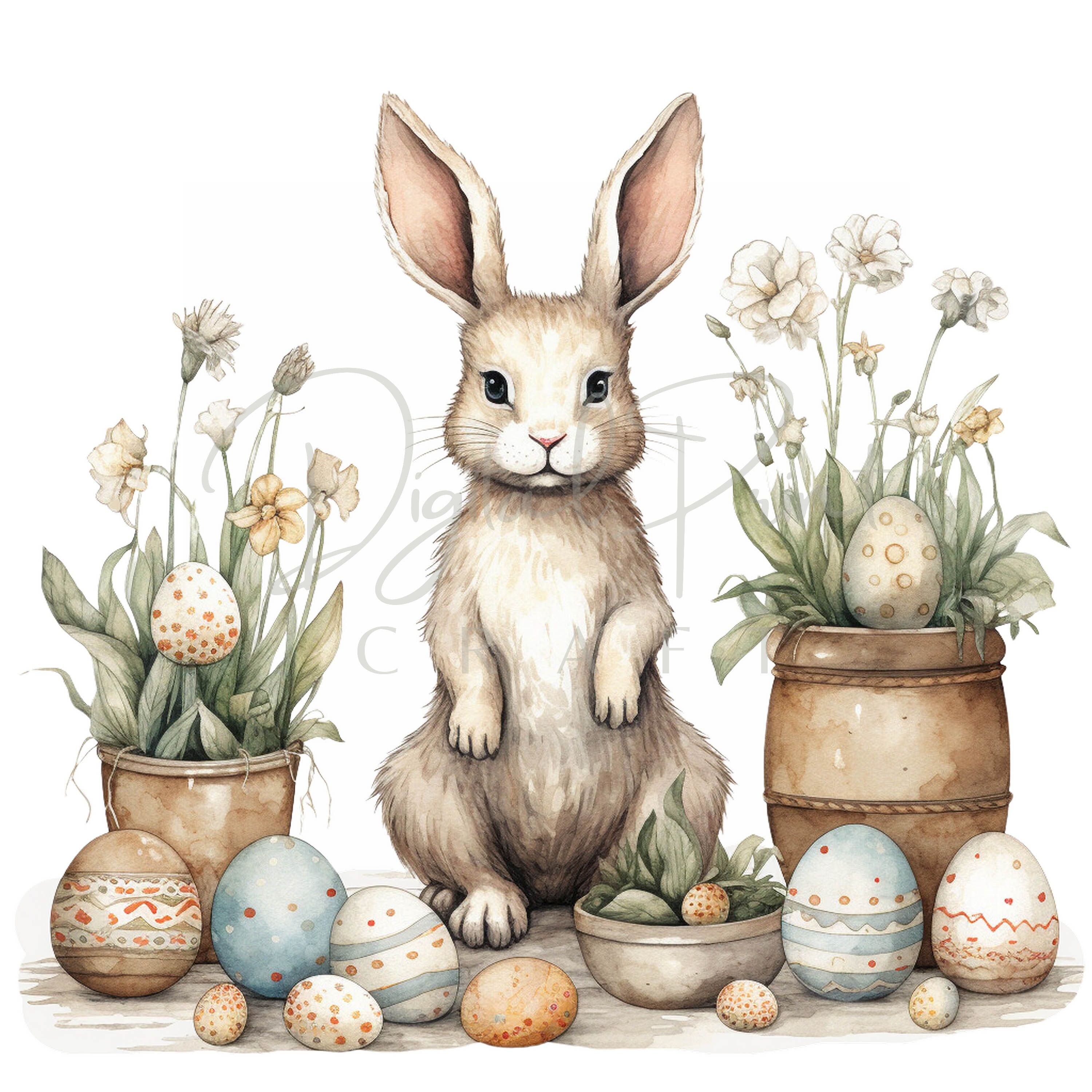 Easter Bunny Flower Spring Clipart, 19 High Quality Pngs, Rabbit ...