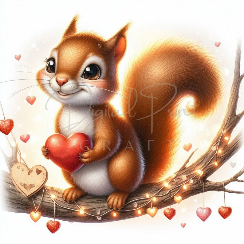 Valentine Squirrel Clipart, 14 JPG Valentines Day Clipart, Valentine ...