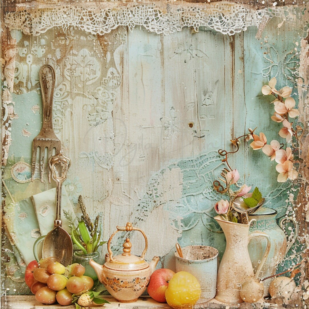 Shabby Chic Kitchen Tools, Food Clipart, 13 High Quality Jpgs ...