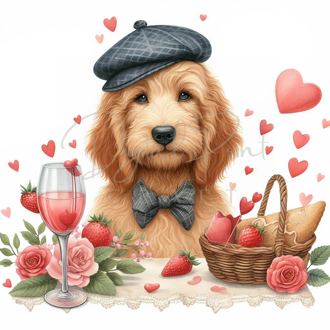 Valentine Labradoodle Clipart, 13 JPG Valentines Day Clipart, Valentine ...