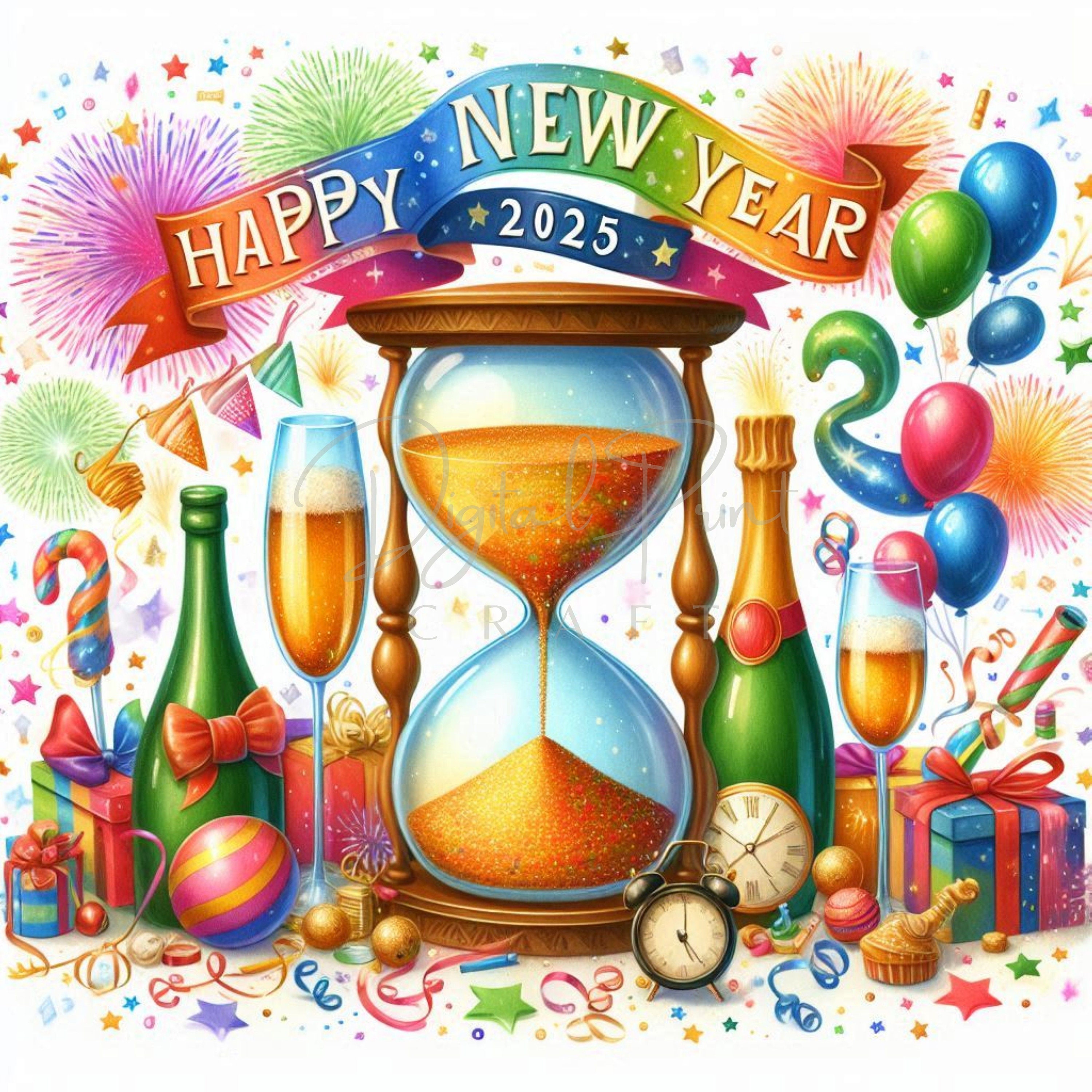 Happy New Year 2025 Clipart 11 High Quality Jpgs, Party Clipart ...