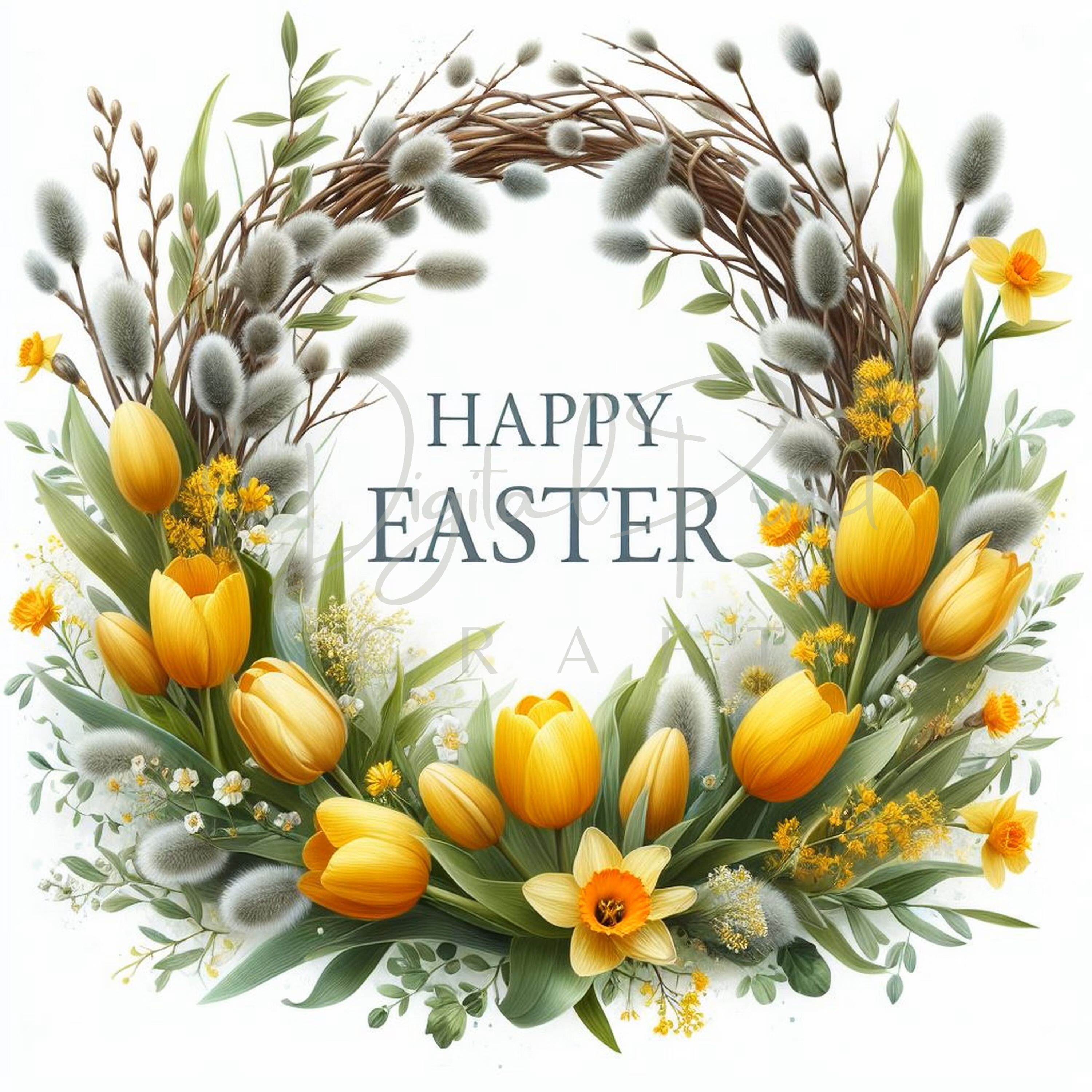 Easter Wreath Clipart, 15 High Quality JPG, Happy Easter Clipart ...