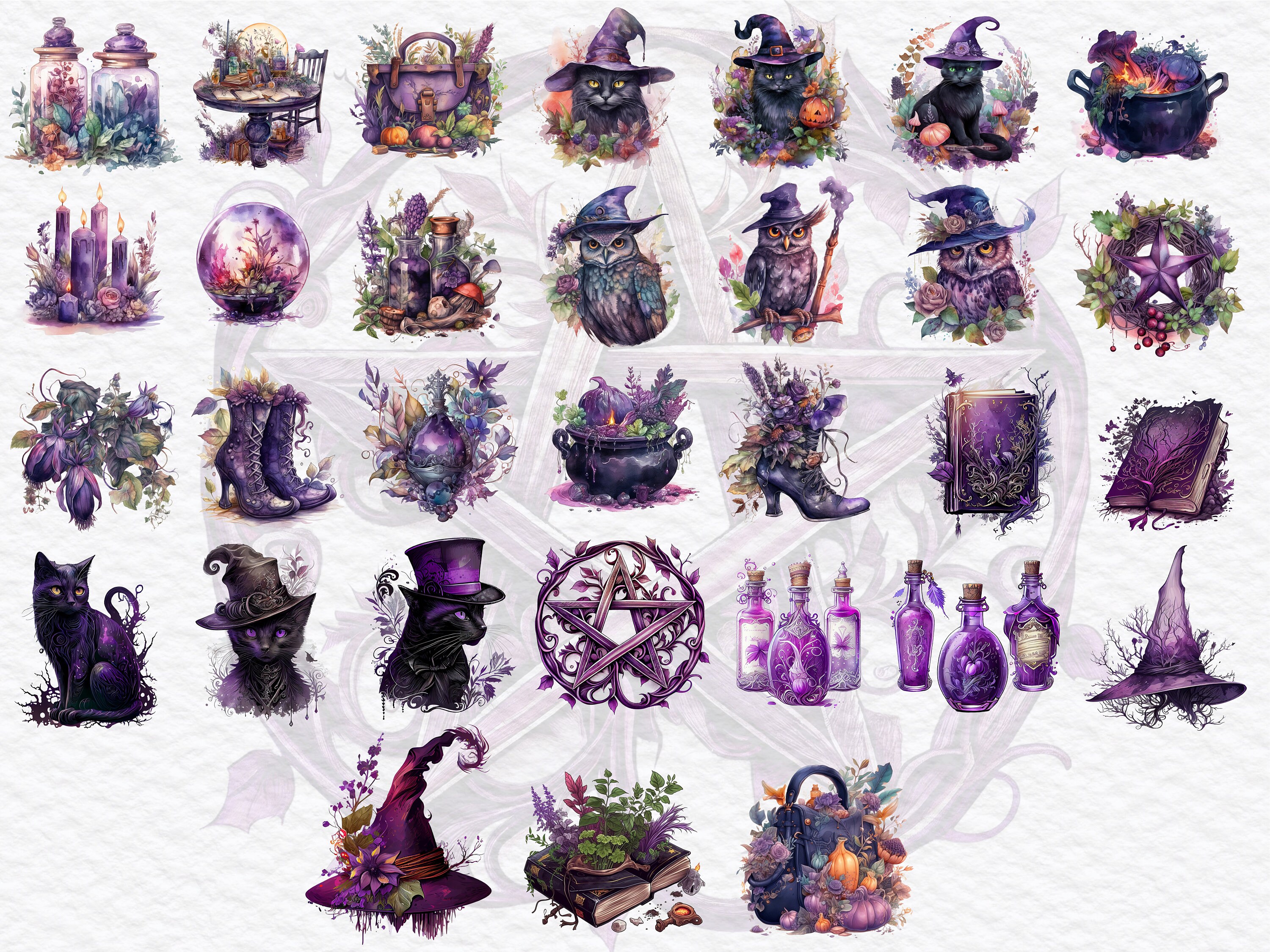 31 Dark Witch Items Clipart Magic Witch Clipart PNG Witches - Etsy