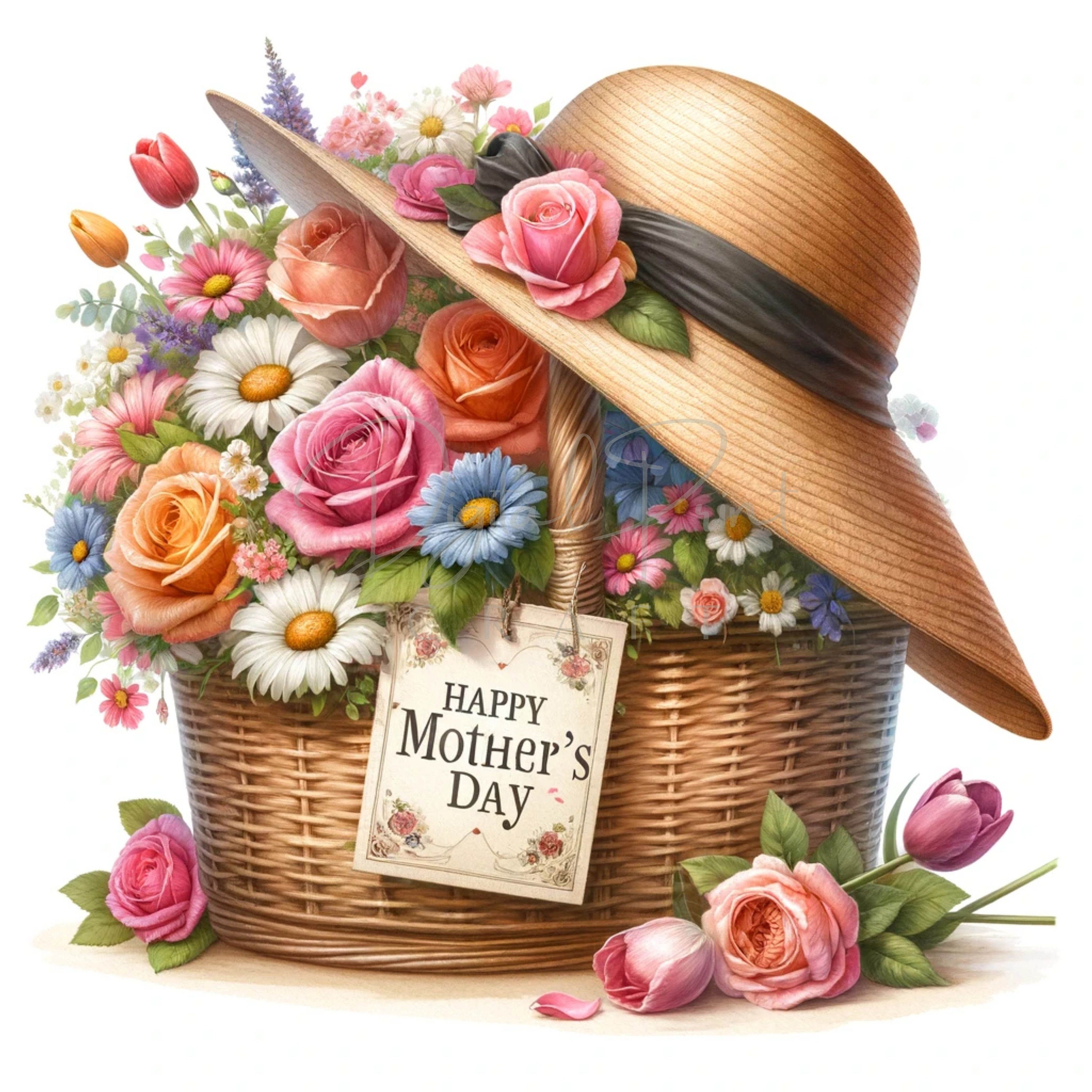 Mothers Day Flower Clipart, Basket Clipart, 19 High Quality Jpgs ...