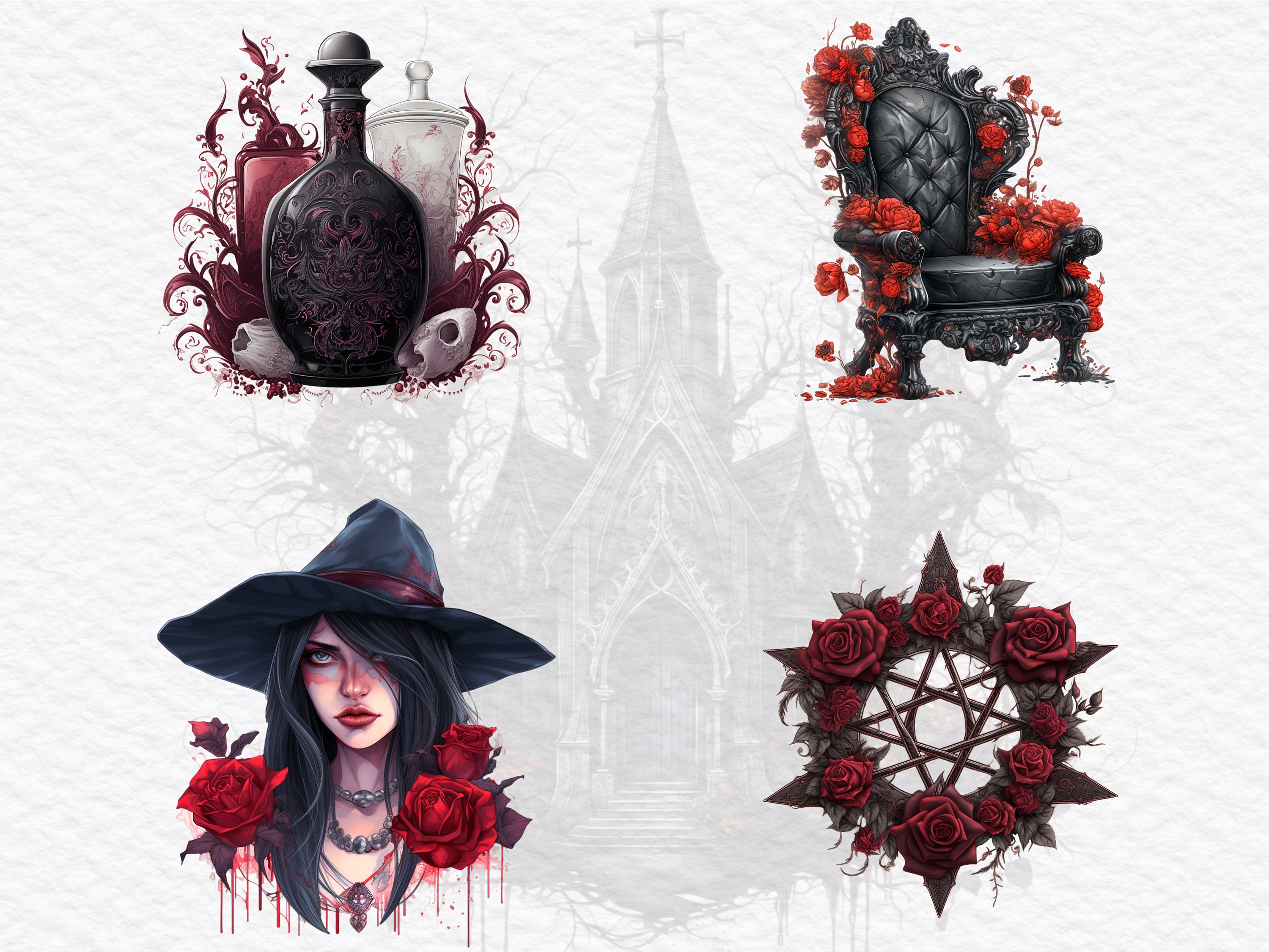 29 Mystic Witch Clipart Set, Dark Fantasy, Magic Witch Clipart PNG ...