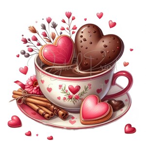 Valentine Hot Chocolate Clipart, 14 PNG Valentines Day Clipart ...