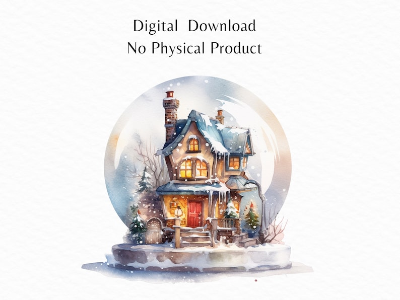 26 Christmas Snow Globe Clipart Bundle PNG Watercolor Christmas Tree ...