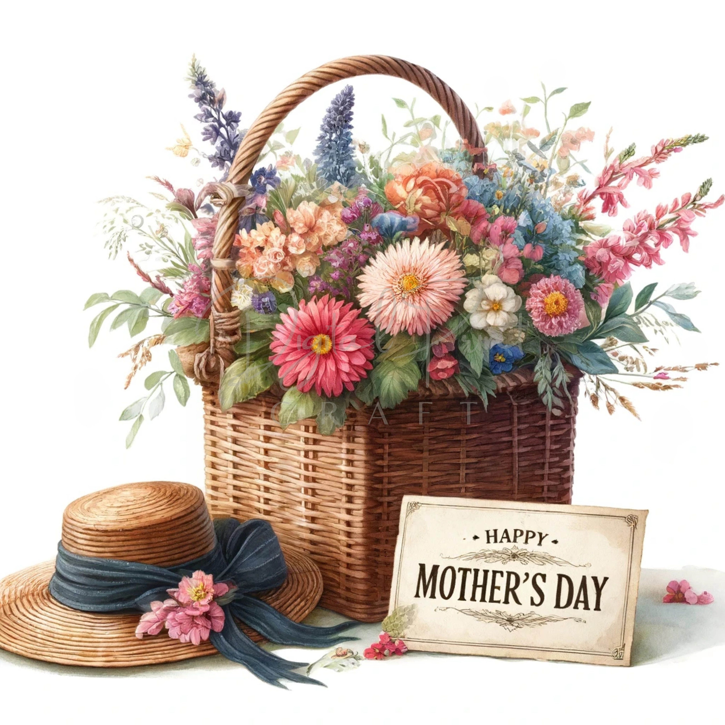 Mothers Day Flower Clipart, Basket Clipart, 19 High Quality Jpgs ...