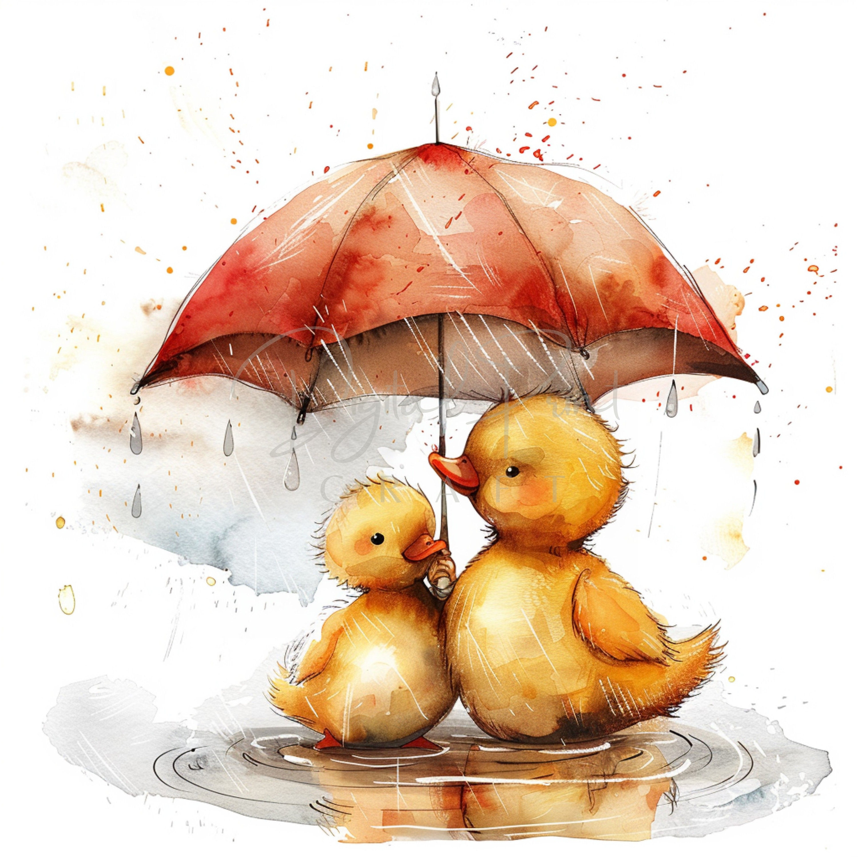 Duckling in Rain Clipart, Duck Clipart, 13 High Quality Jpgs,printable ...