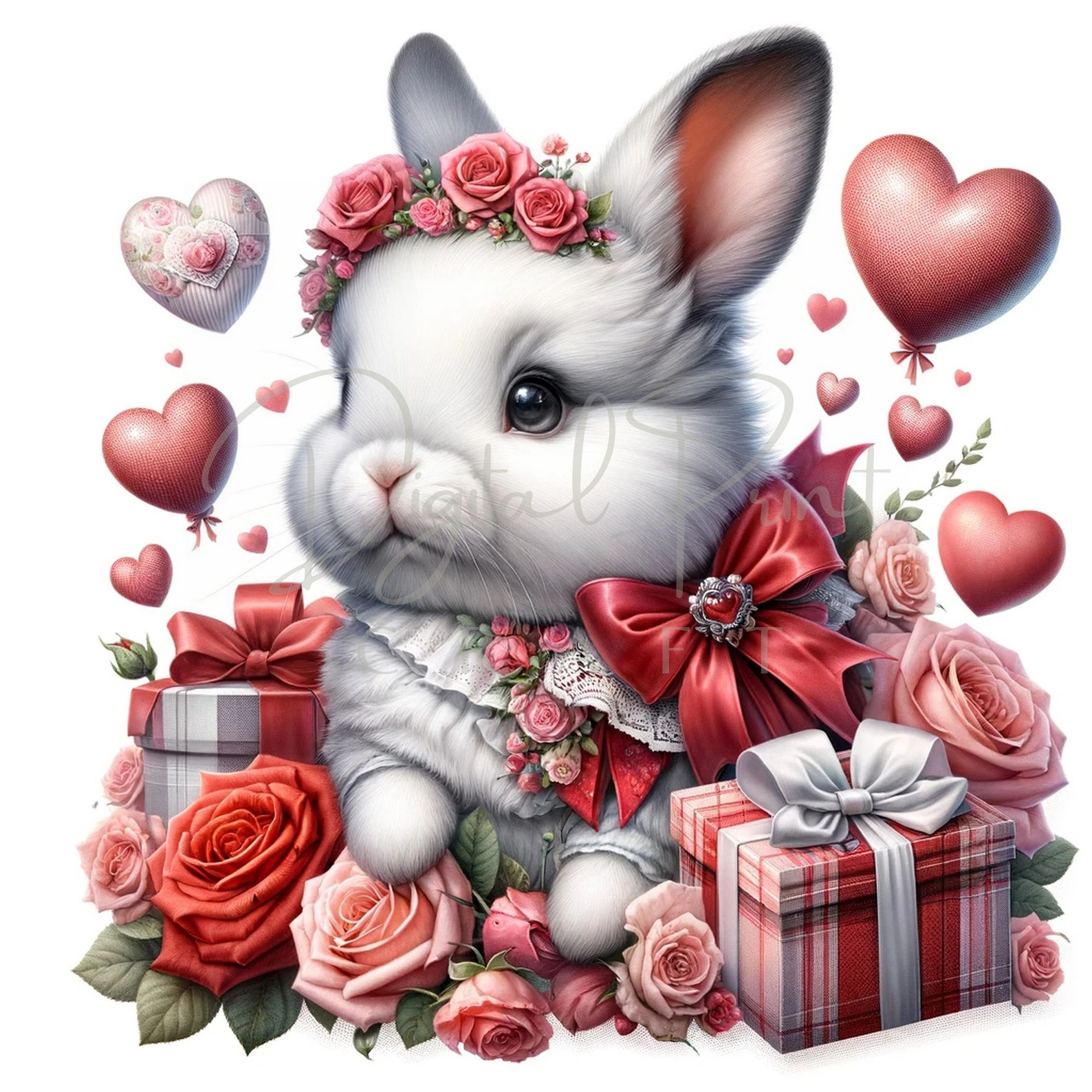 Valentine Rabbit Present, 12 JPG Valentines Day Clipart, Valentine ...