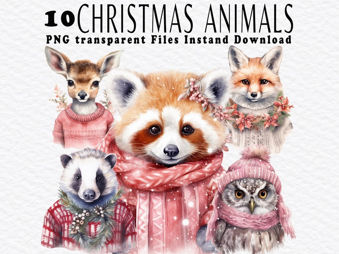 Watercolor Christmas Animals Woodland Clipart Christmas Clipart PNG ...