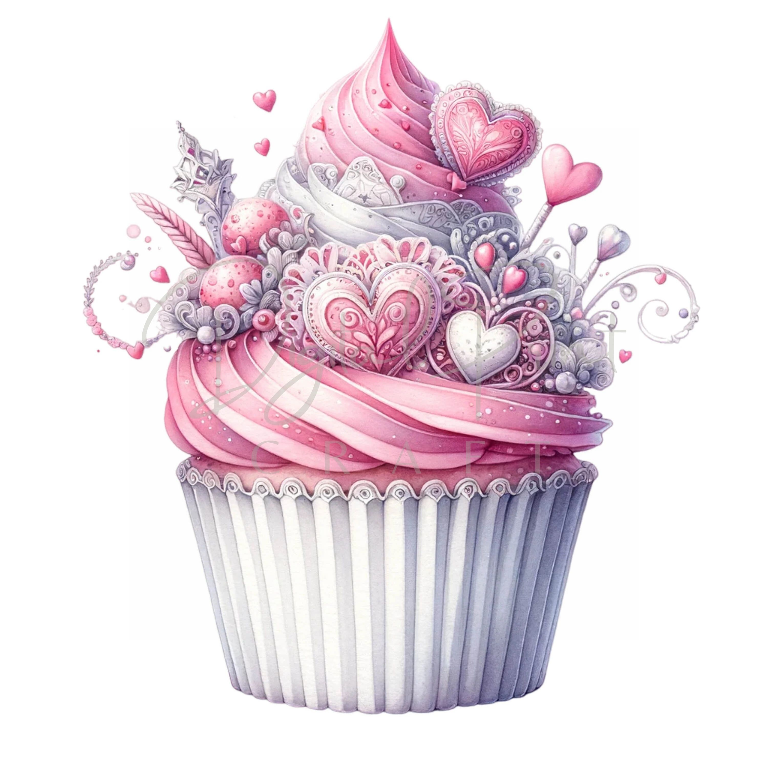 Valentine Cupcake Clipart, 14 PNG Valentines Day Clipart, Valentine ...