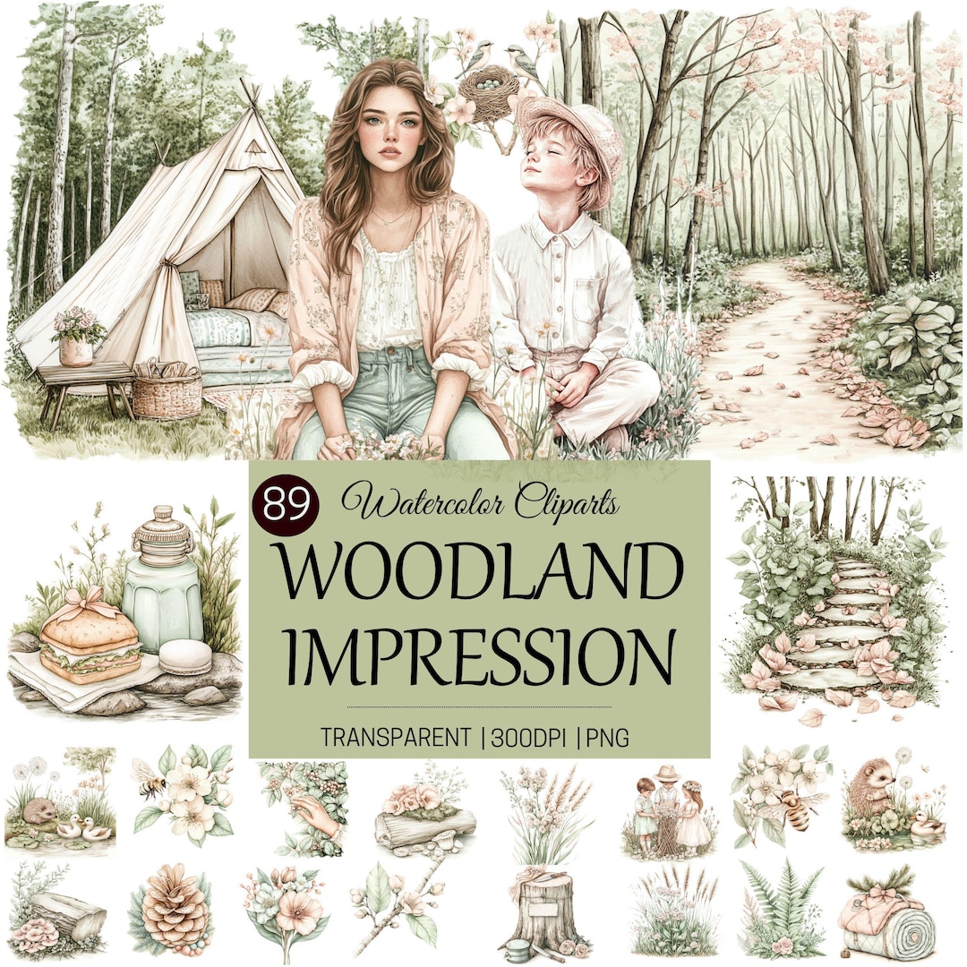 Forest Clipart Bundle, Watercolor Png,woodland Clipart, Forest ...