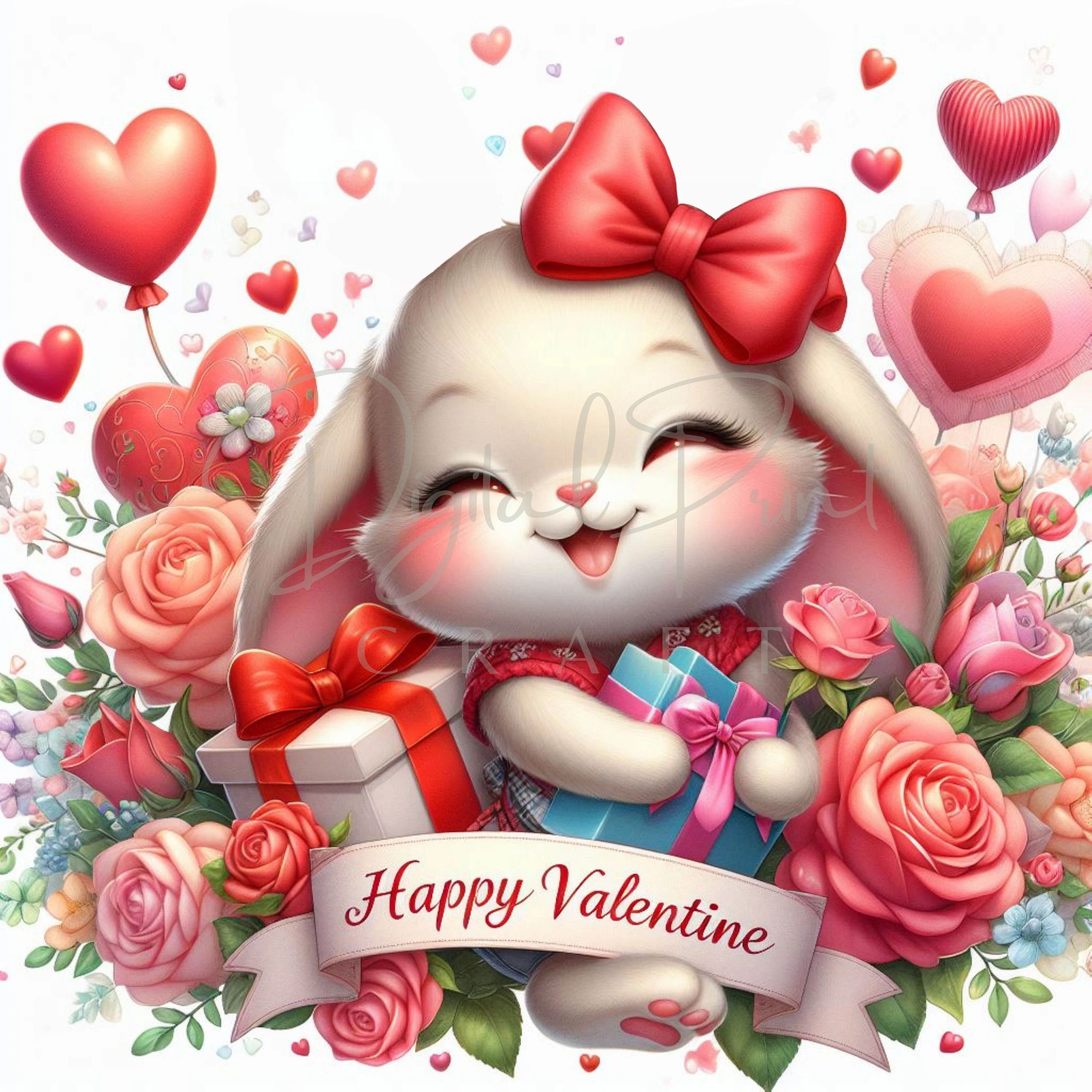 Valentine Rabbit Gift, 15 JPG Valentines Day Clipart, Valentine Couple ...