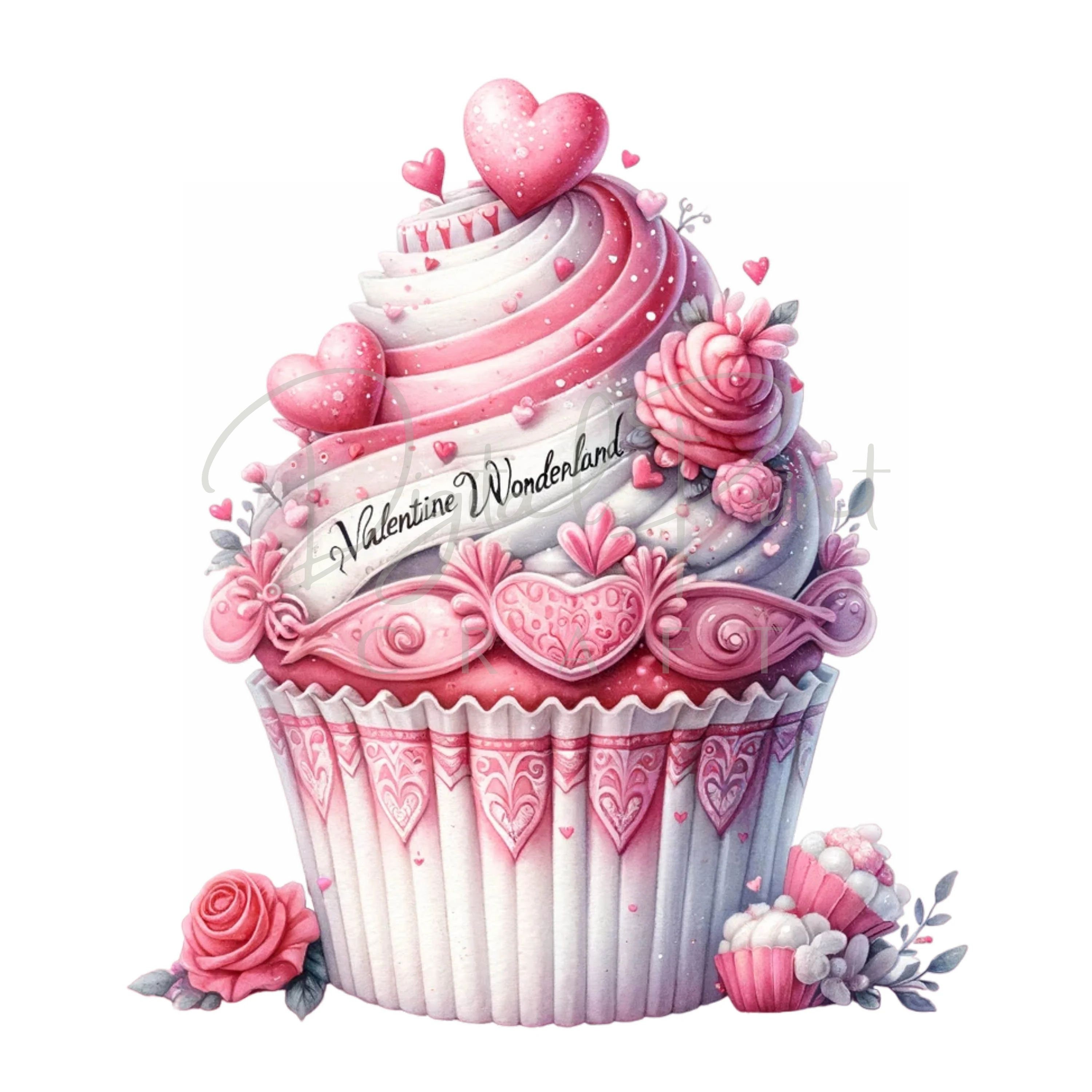 Valentine Cupcake Clipart, 14 PNG Valentines Day Clipart, Valentine ...
