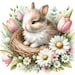 Easter Bunny Floral Spring Clipart, 16 High Quality Jpgs, Flower ...