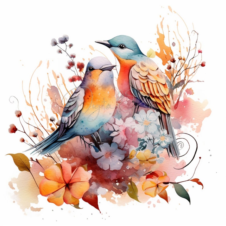 Abstract Bird Clipart, Robin Clipart, 15 High Quality Jpgs, Printable ...