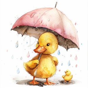 Duckling in Rain Clipart, Duck Clipart, 13 High Quality Jpgs,printable ...