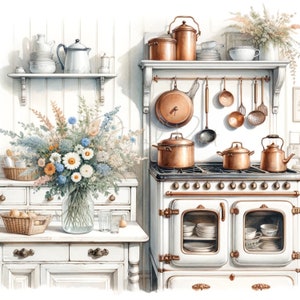 Shabby Chic Kitchen, Old Kitchen Clipart, 11 High Quality Jpgs ...