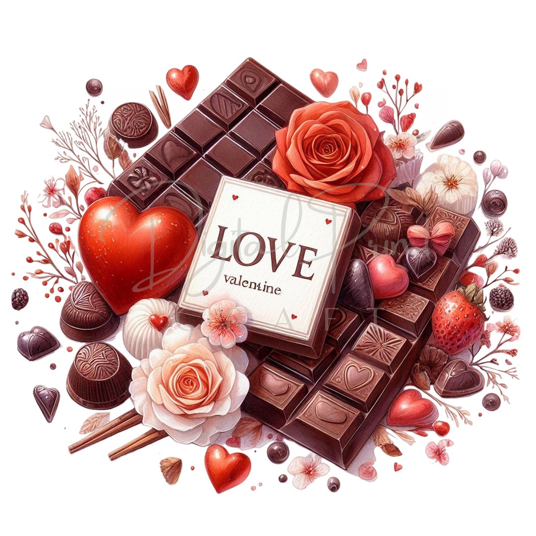 Valentine Chocolate Clipart, 12 PNG Valentines Day Clipart, Valentine ...