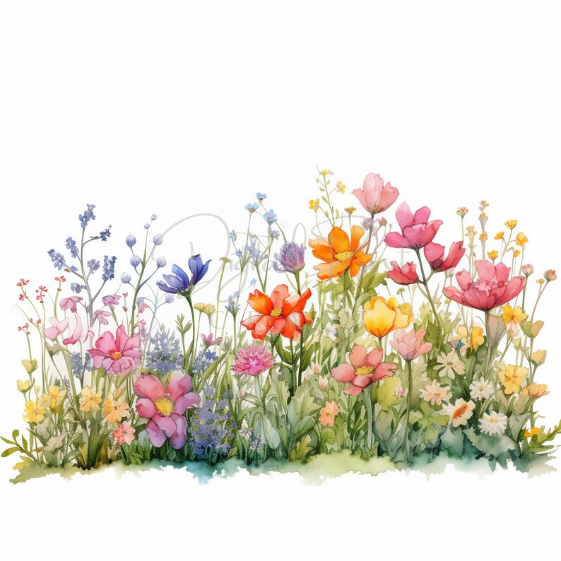 Spring Flower Meadow Bed Clipart Bundle 18 High Quality Jpgs ...