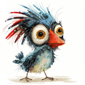 Quirky Crazy Bird Clipart, Colorful Clipart, 12 High Quality Jpgs ...