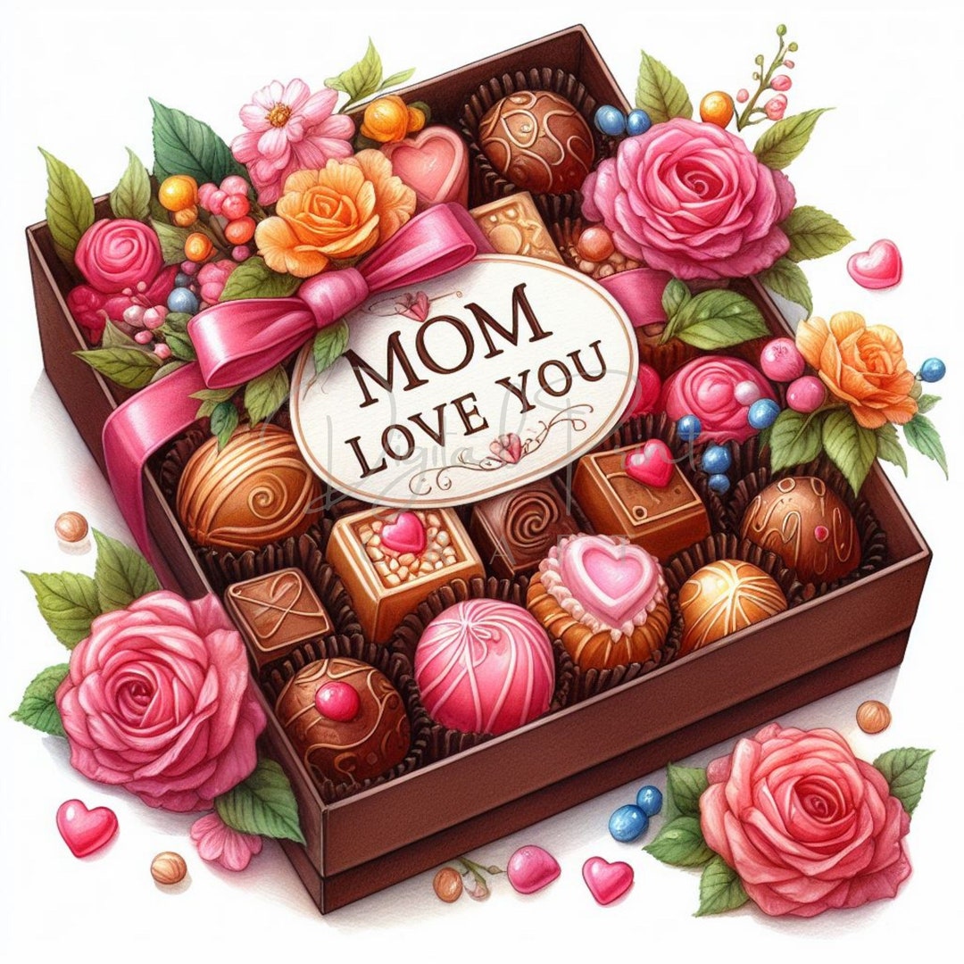 Mothers Day Clipart, Chocolate Clipart, 8 High Quality Jpgs, Printable ...