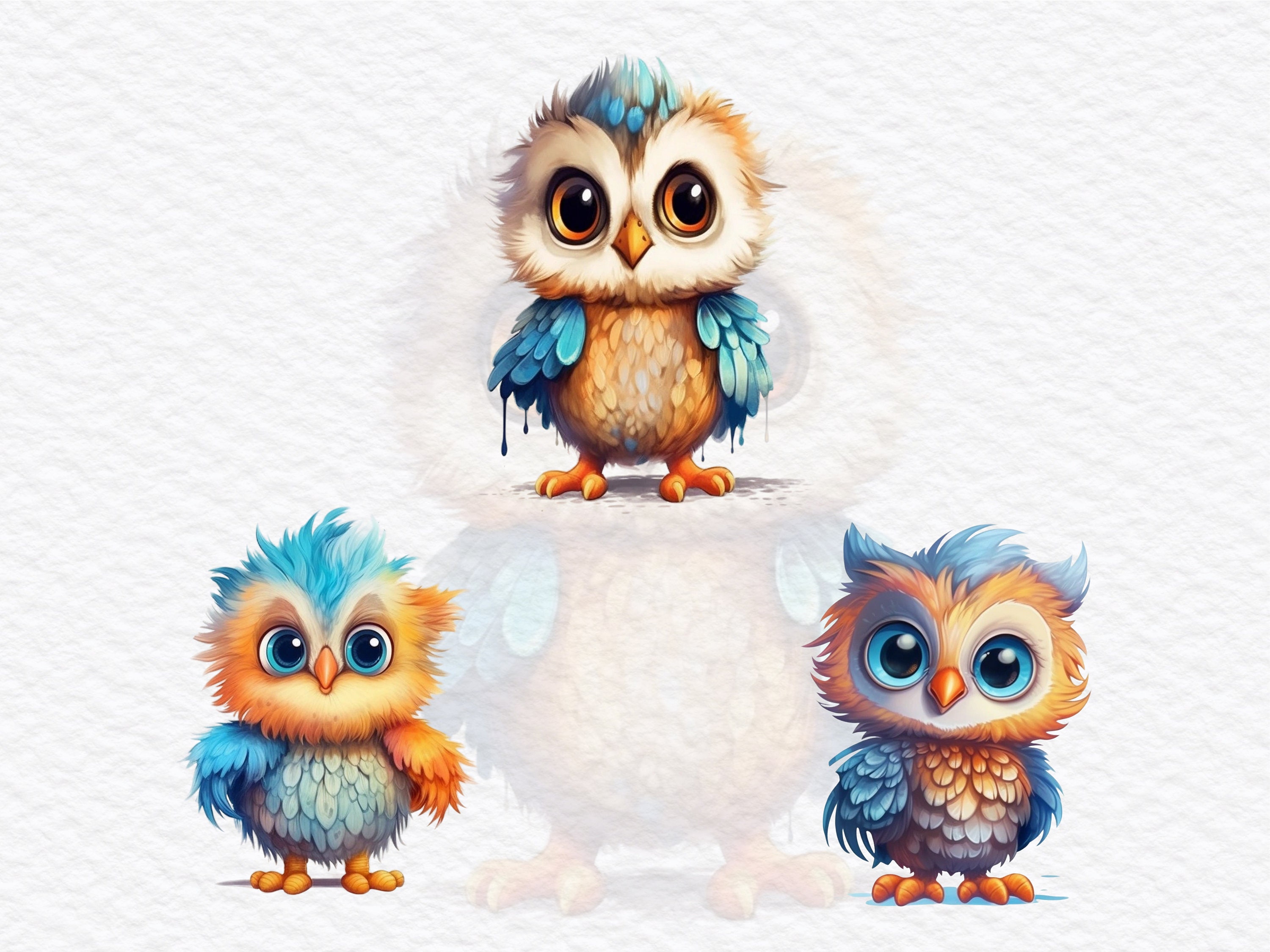 Colorful Owl Clipart PNG Bundle Watercolor PNG Files for - Etsy