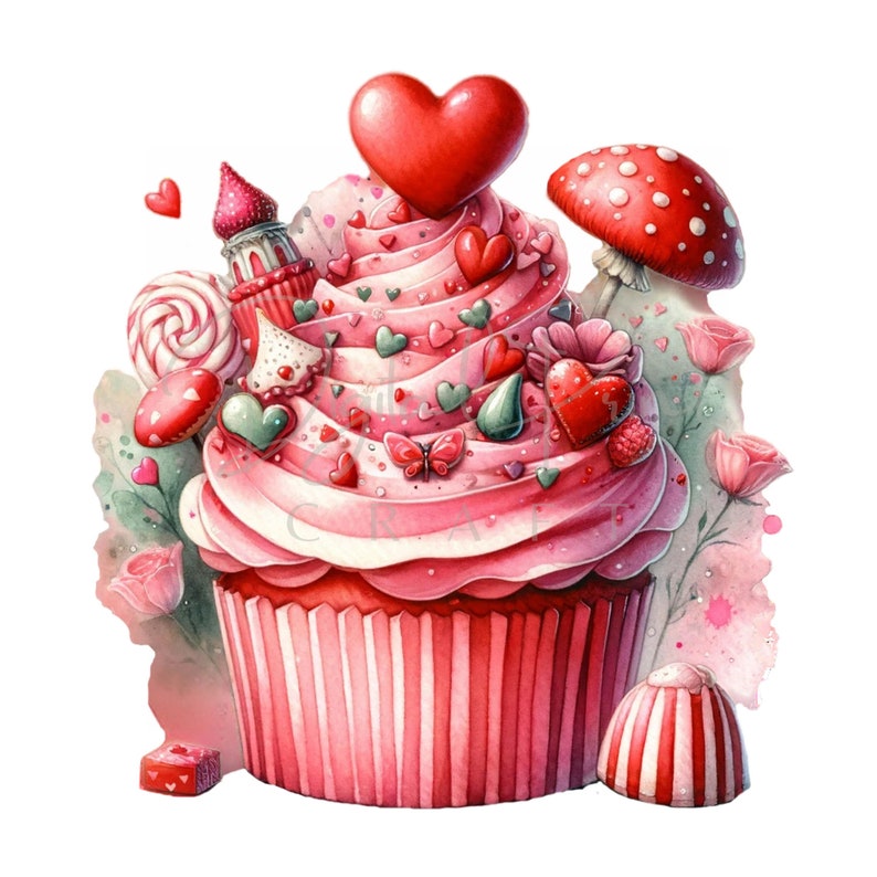 Valentine Cupcake Clipart, 14 PNG Valentines Day Clipart, Valentine ...