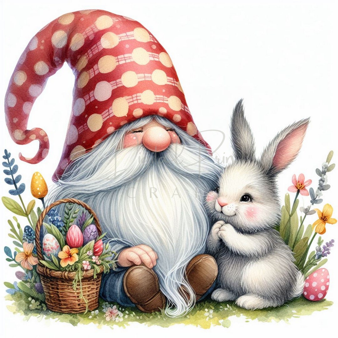 Easter Gnome Bunny Clipart, 13 JPG Easter Day Clipart, Easter Egg ...